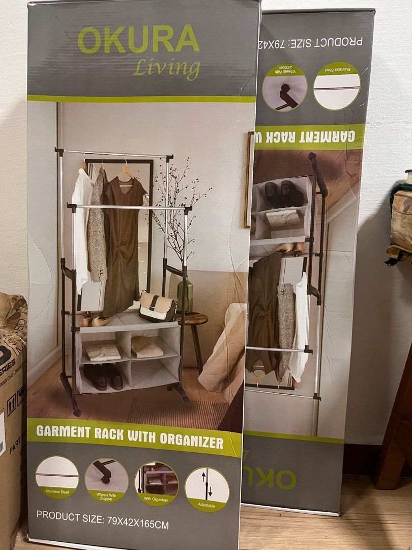 Clothes Rack / garment rack with organizer / okura living, Furniture ...