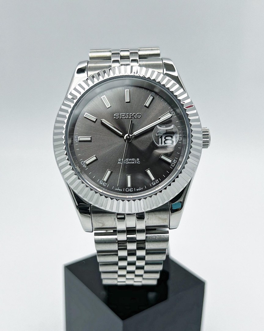Custom Seiko Mod Rhodium Grey DateJust 41mm, Men's Fashion, Watches ...