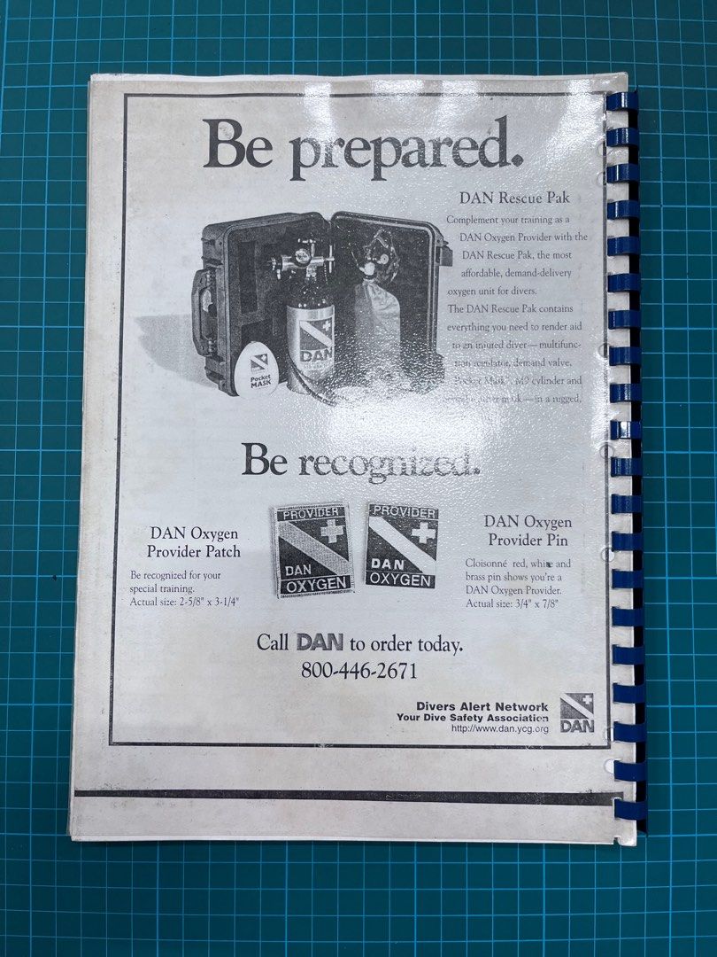 DAN Oxygen First Aid in Dive Accidents - Student Workbook, Health ...