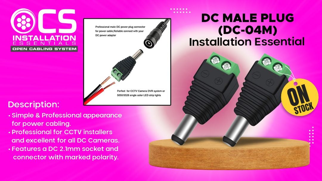 DC MALE PLUG (DC-04M), Furniture & Home Living, Security & Locks ...