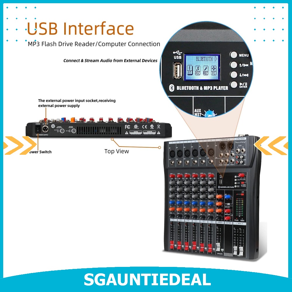 Depusheng DX6 DJ Sound Controller Interface w/ USB Drive for Computer ...