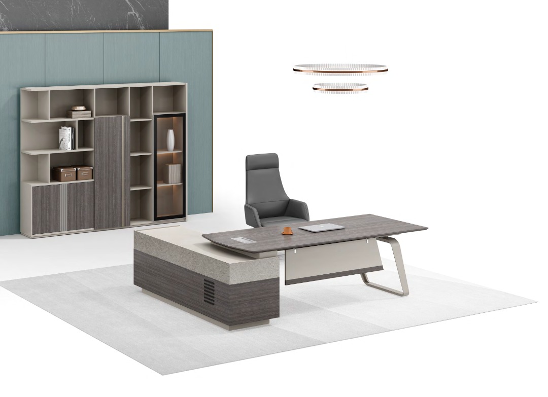 DT B915 Director Table w L Shape Cabinet, Executive Table Office Table ...