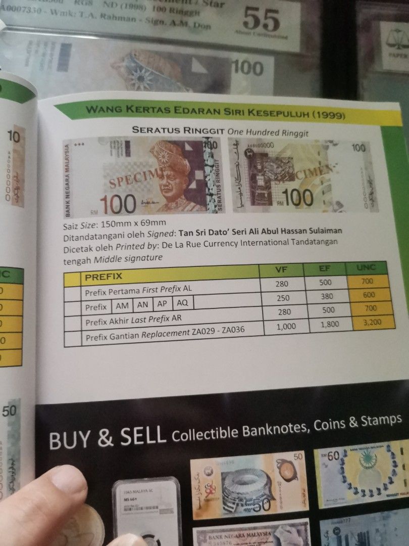 Duit Lama 100 ringgit Replacement Series 10 Aishah TQG 45 Stain ...