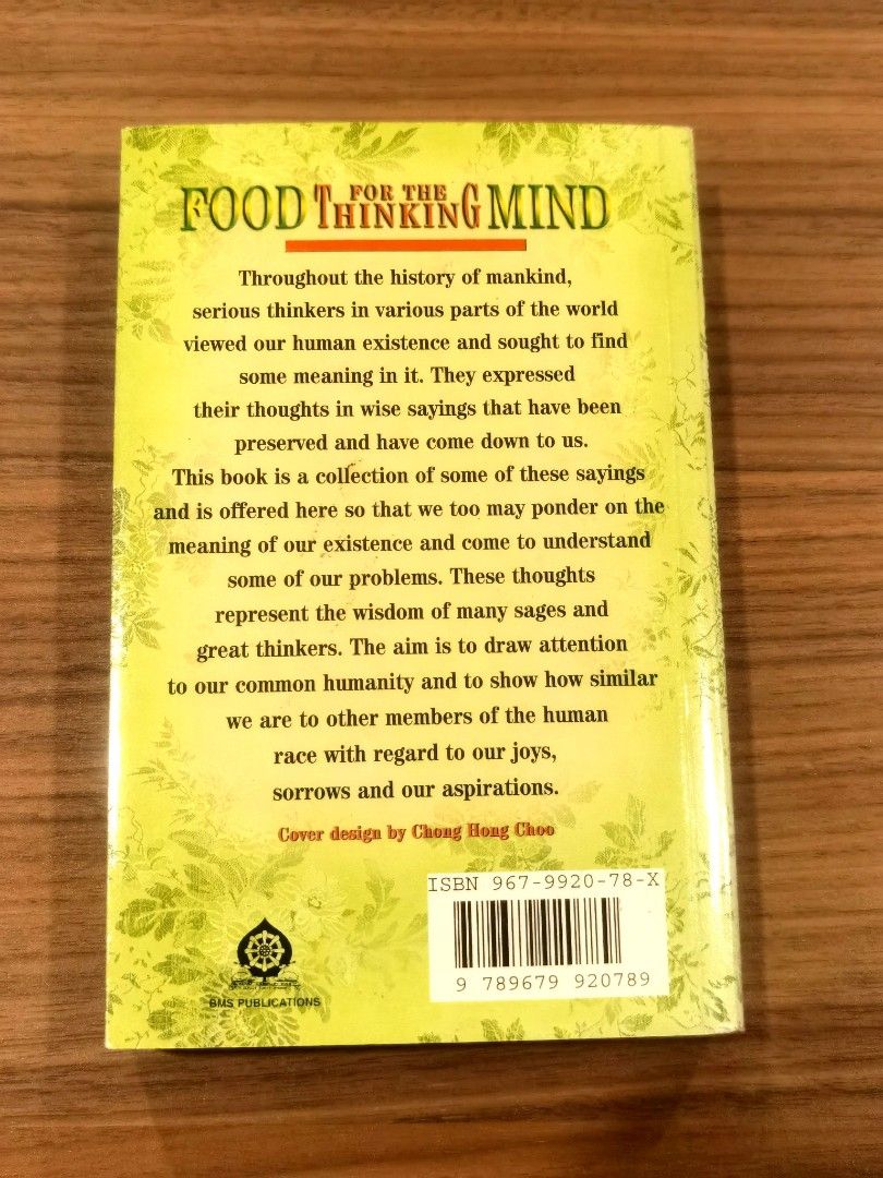Food For The Thinking Mind Book By K Sri Dhammananda, Hobbies & Toys ...