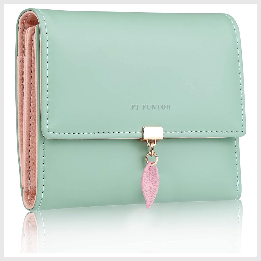 FT Funtor RFID Wallets for Women, Leaf Card Holder Trifold Ladies ...