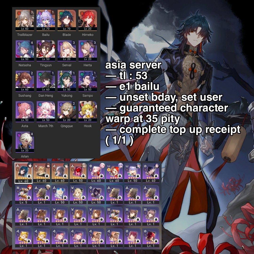 guaranteed character warp honkai star rail hsr account for sale : blade ...