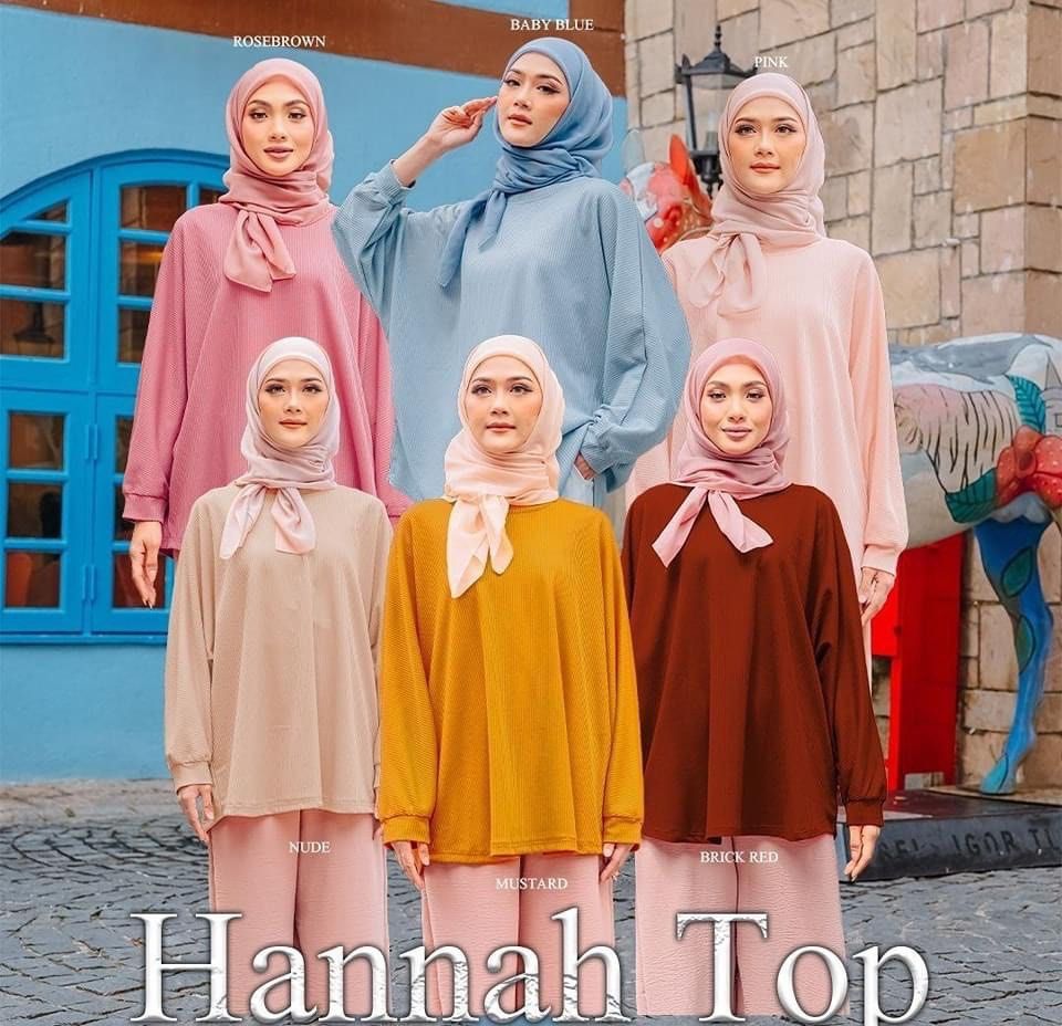 Hannah Top, Women's Fashion, Muslimah Fashion, Tops on Carousell