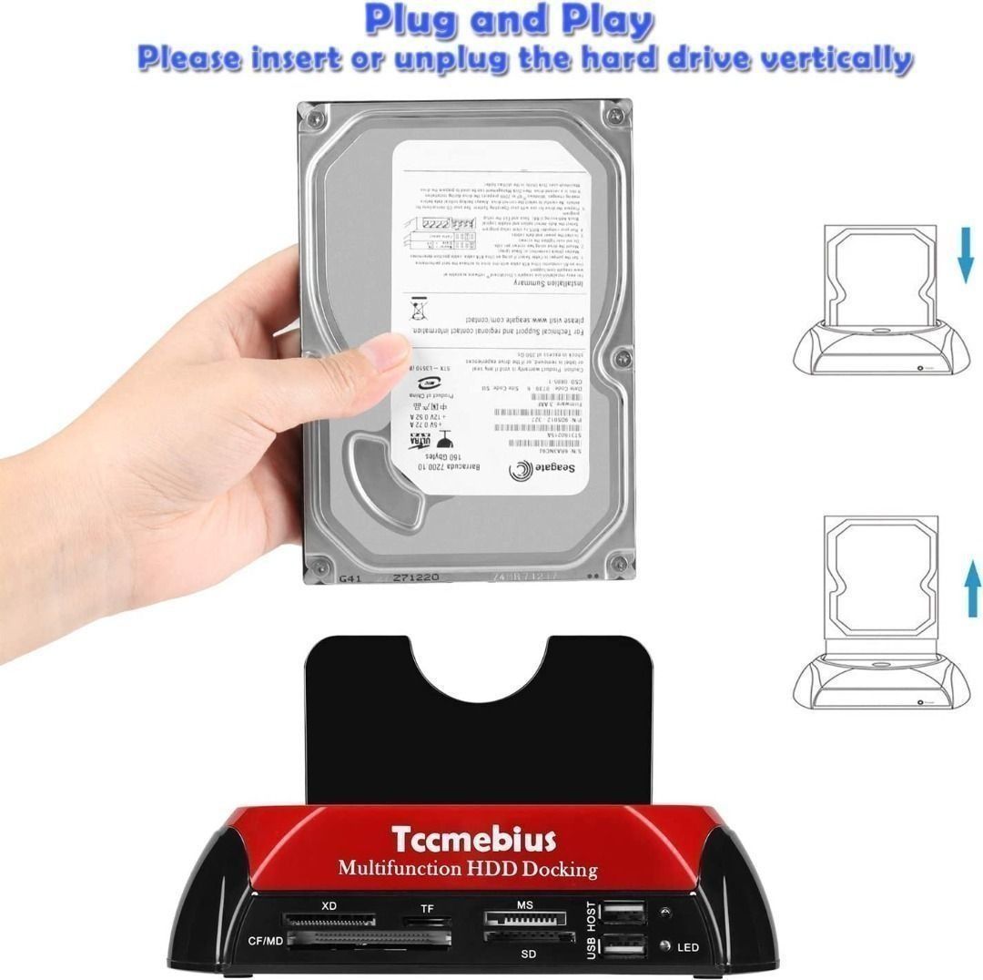 Hard Drive Docking Station, Tccmebius TCC-S862-US USB 2.0 to 2.5 3.5 Inch SATA IDE Dual Slots ...