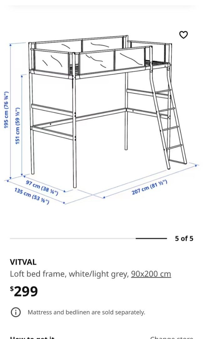 Ikea Loft Bed (Vitval), Furniture & Home Living, Furniture, Bed Frames ...