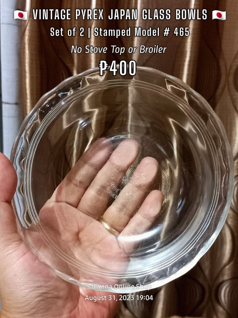 JAPAN PYREX GLASS BOWLS - SET OF 2, Furniture & Home Living ...