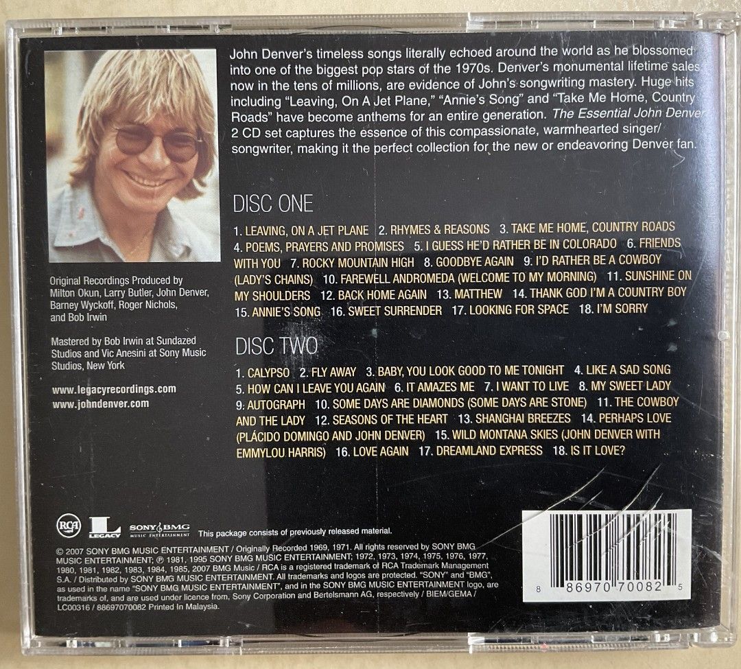 John Denver: The Essential John Denver 2CD, Hobbies & Toys, Music ...