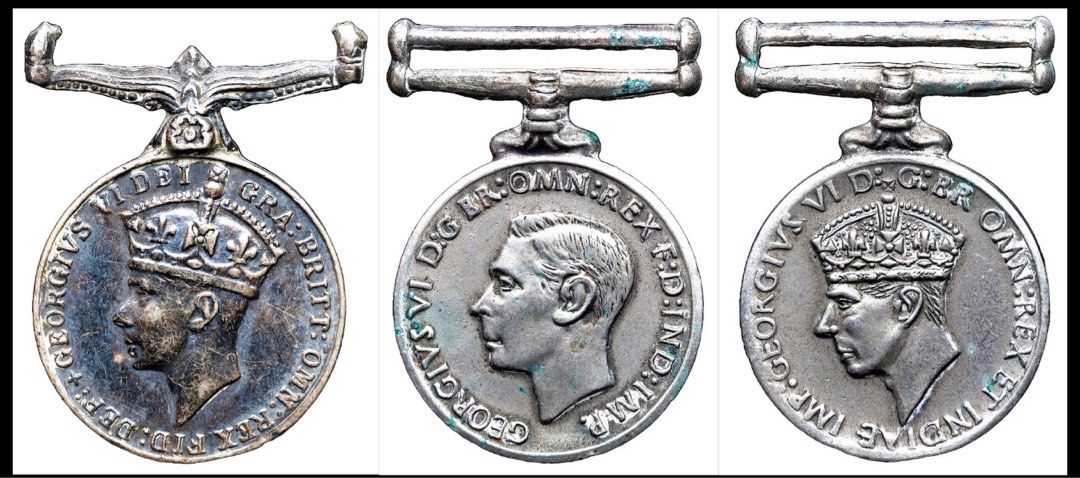 18mm 3x King George VI medals rare authentic defence medal war medal ...