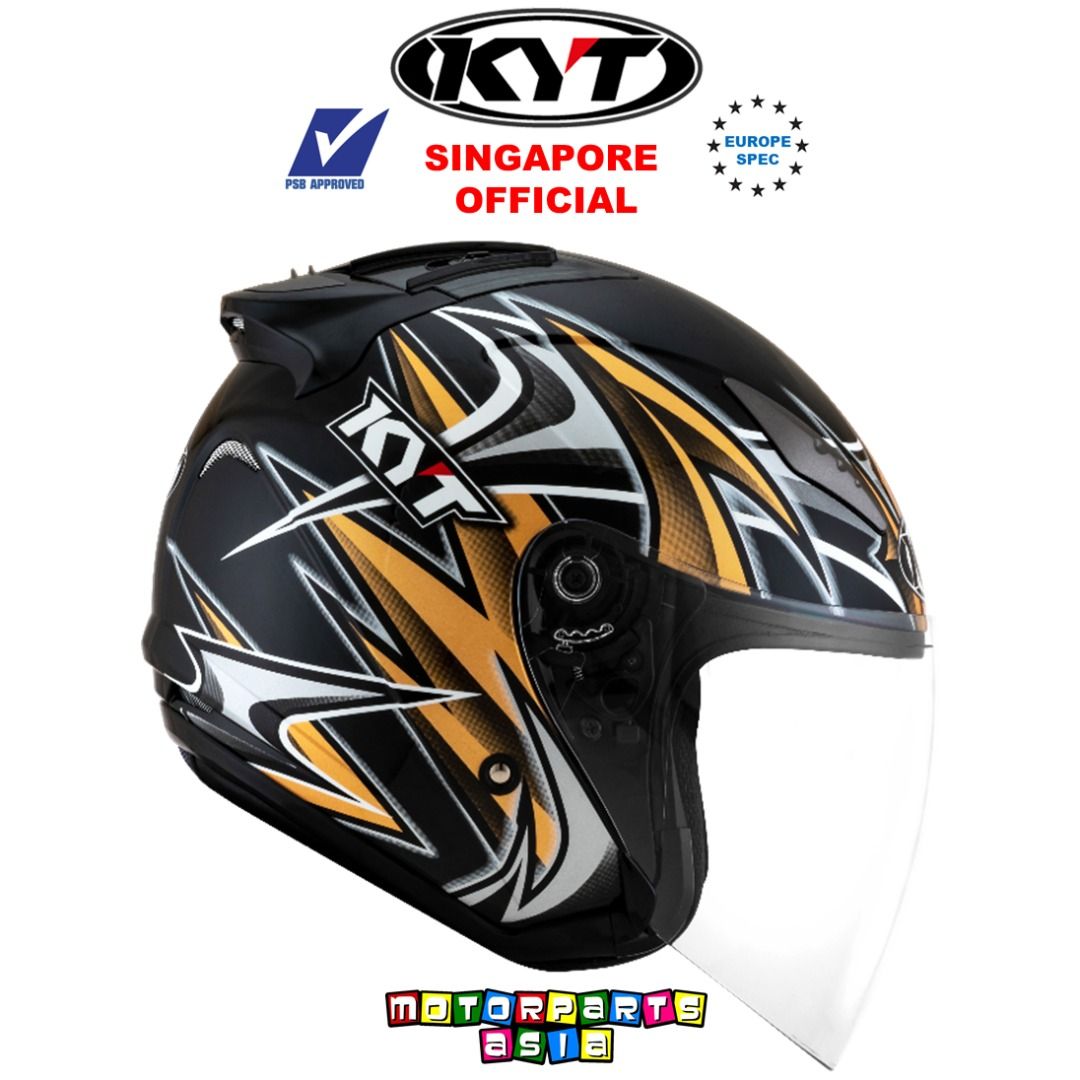 KYT Hellcat Bike Black Gold open face helmet, Motorcycles, Motorcycle ...