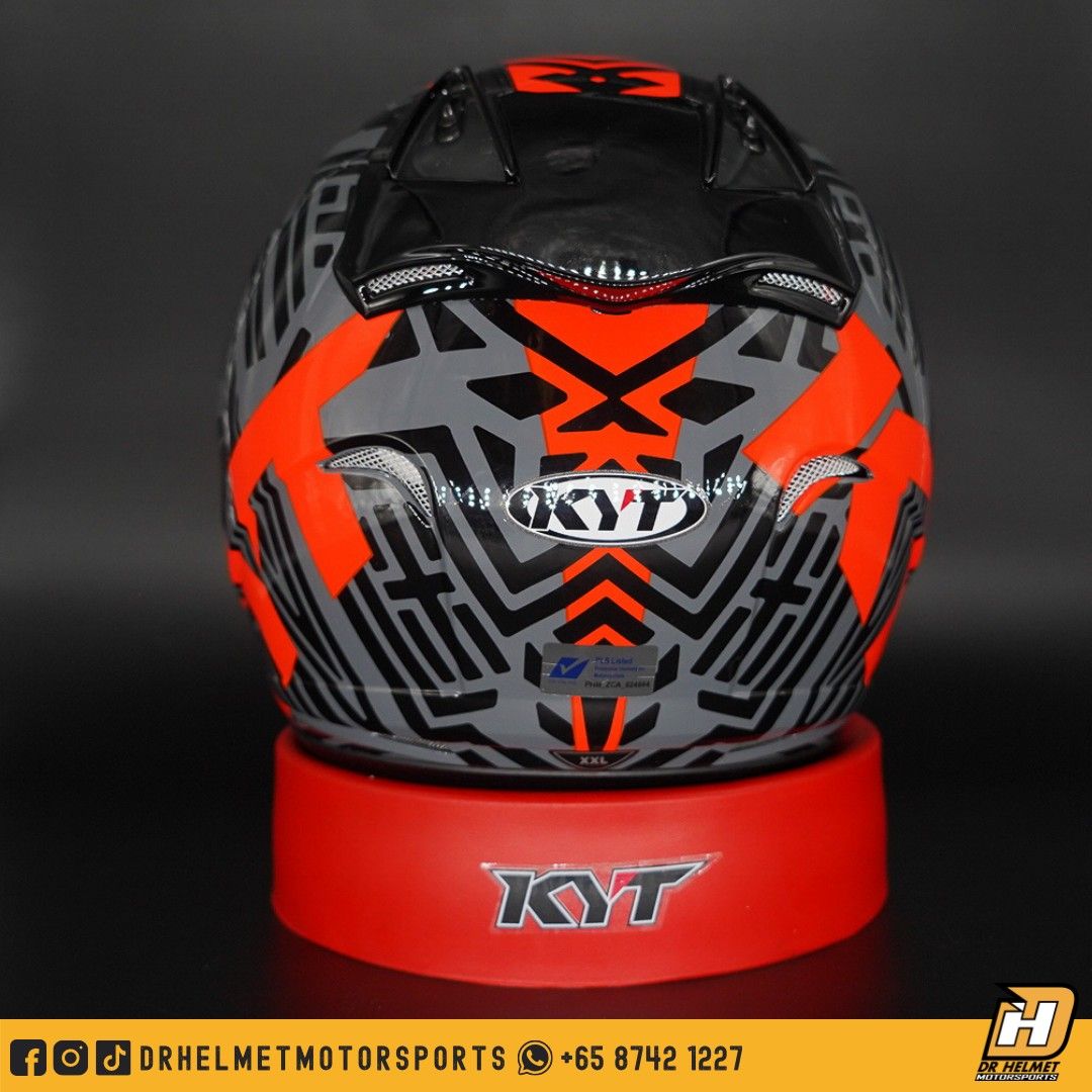 KYT Helmet Hellcat Neon Red (PSB Approved), Motorcycles, Motorcycle ...