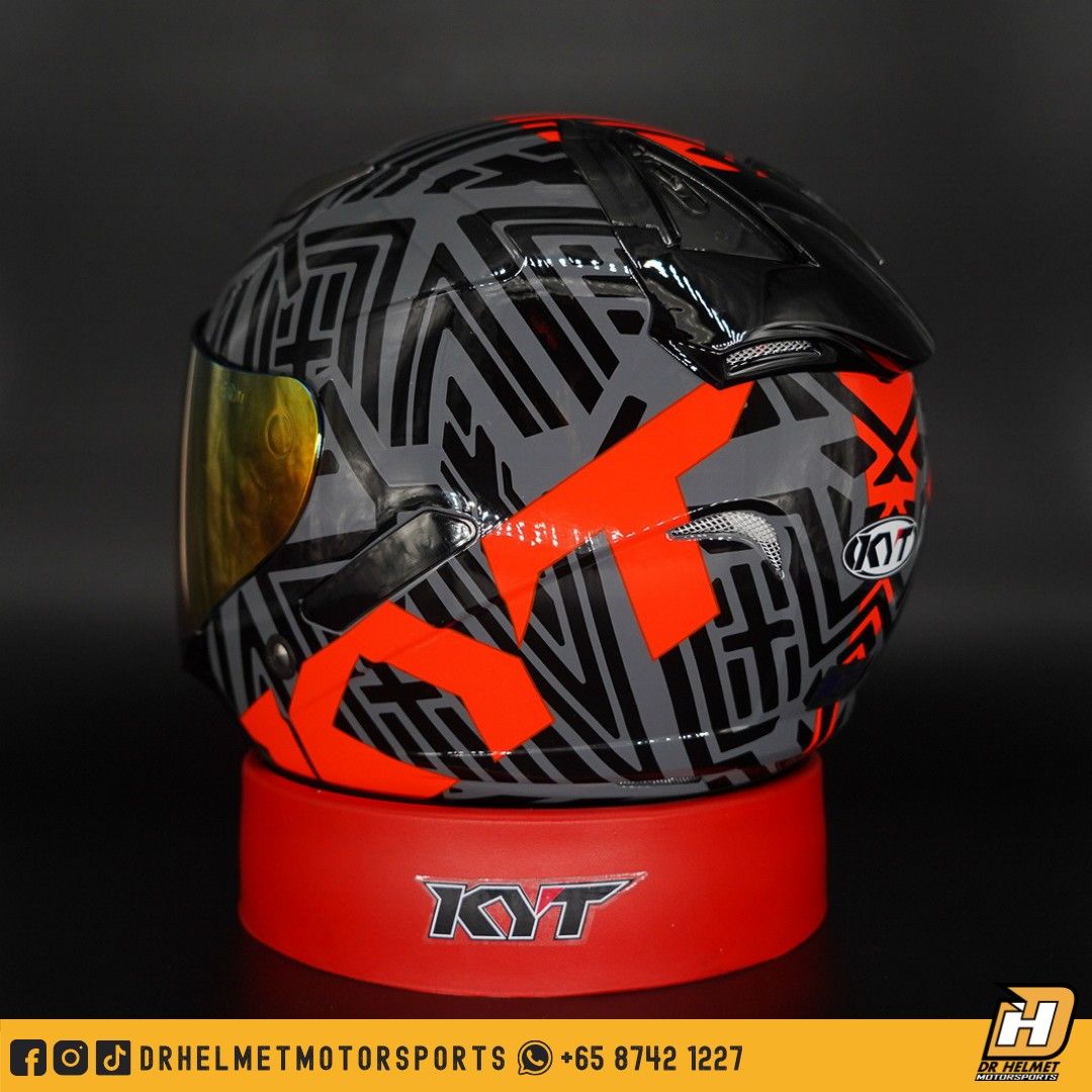 KYT Helmet Hellcat Neon Red (PSB Approved), Motorcycles, Motorcycle ...