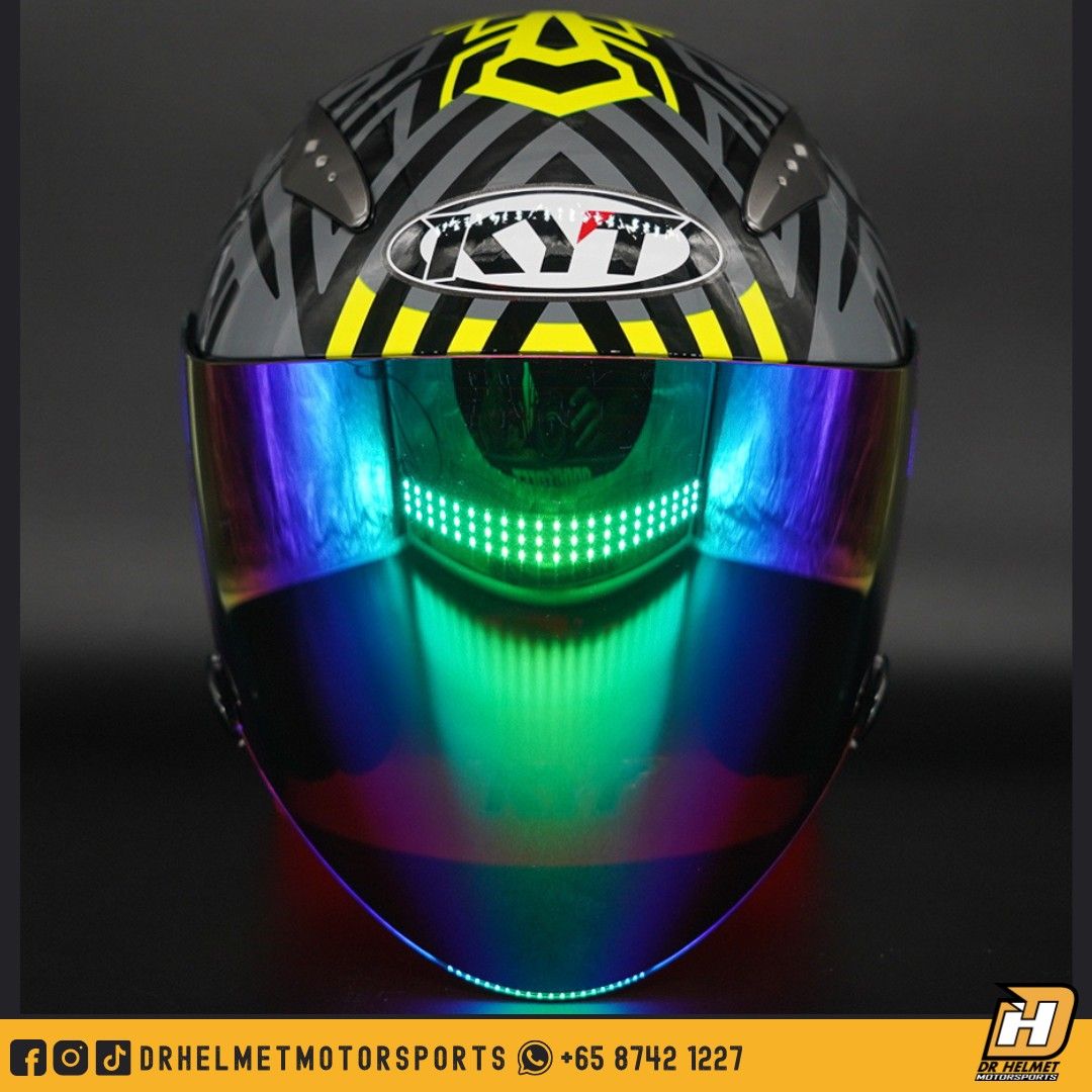 KYT Helmet Hellcat Neon Yellow (PSB Approved), Motorcycles, Motorcycle ...