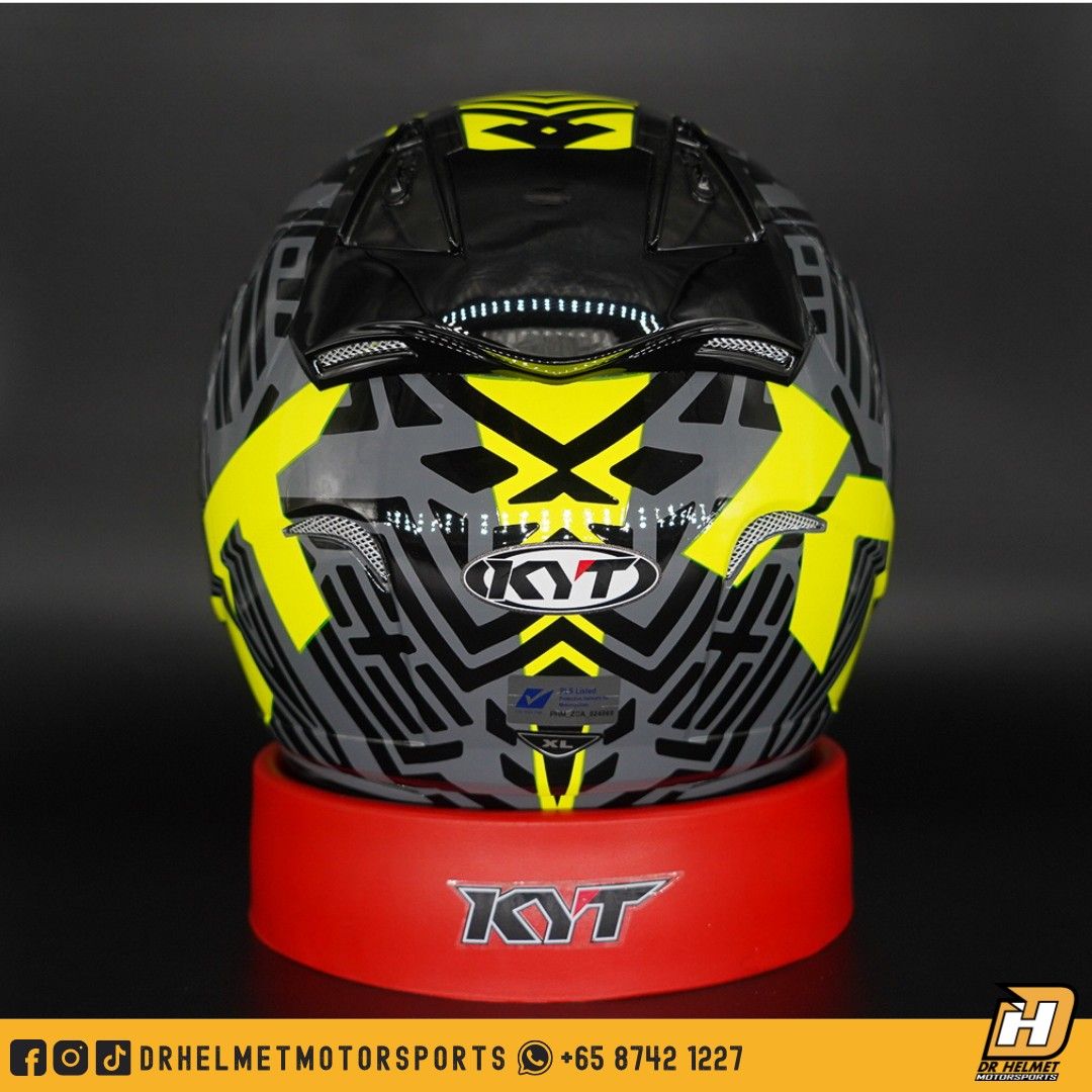 KYT Helmet Hellcat Neon Yellow (PSB Approved), Motorcycles, Motorcycle ...