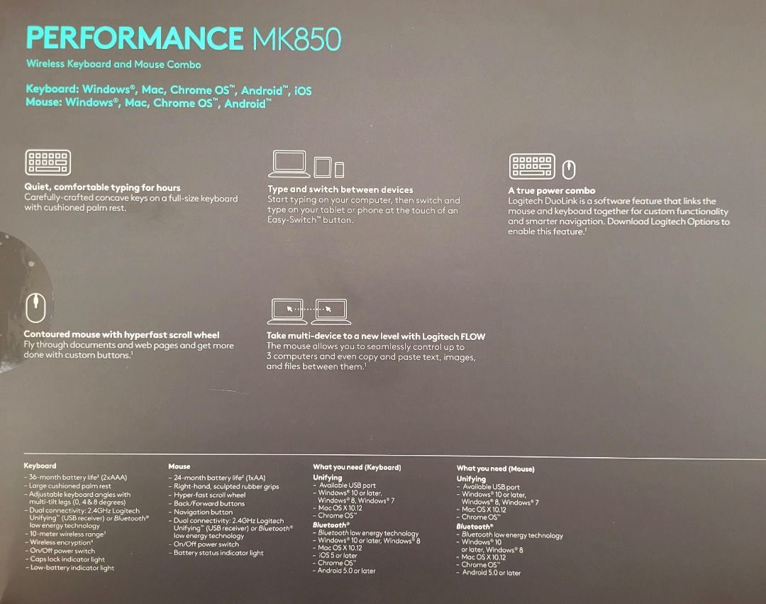 Logitech Mk850 Wireless Keyboard Mouse Combo Multi Device Ergonomic K850 Logitech Sg Warranty