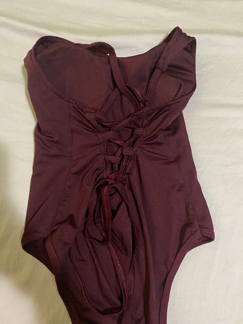 Maroon one piece swimsuit on Carousell