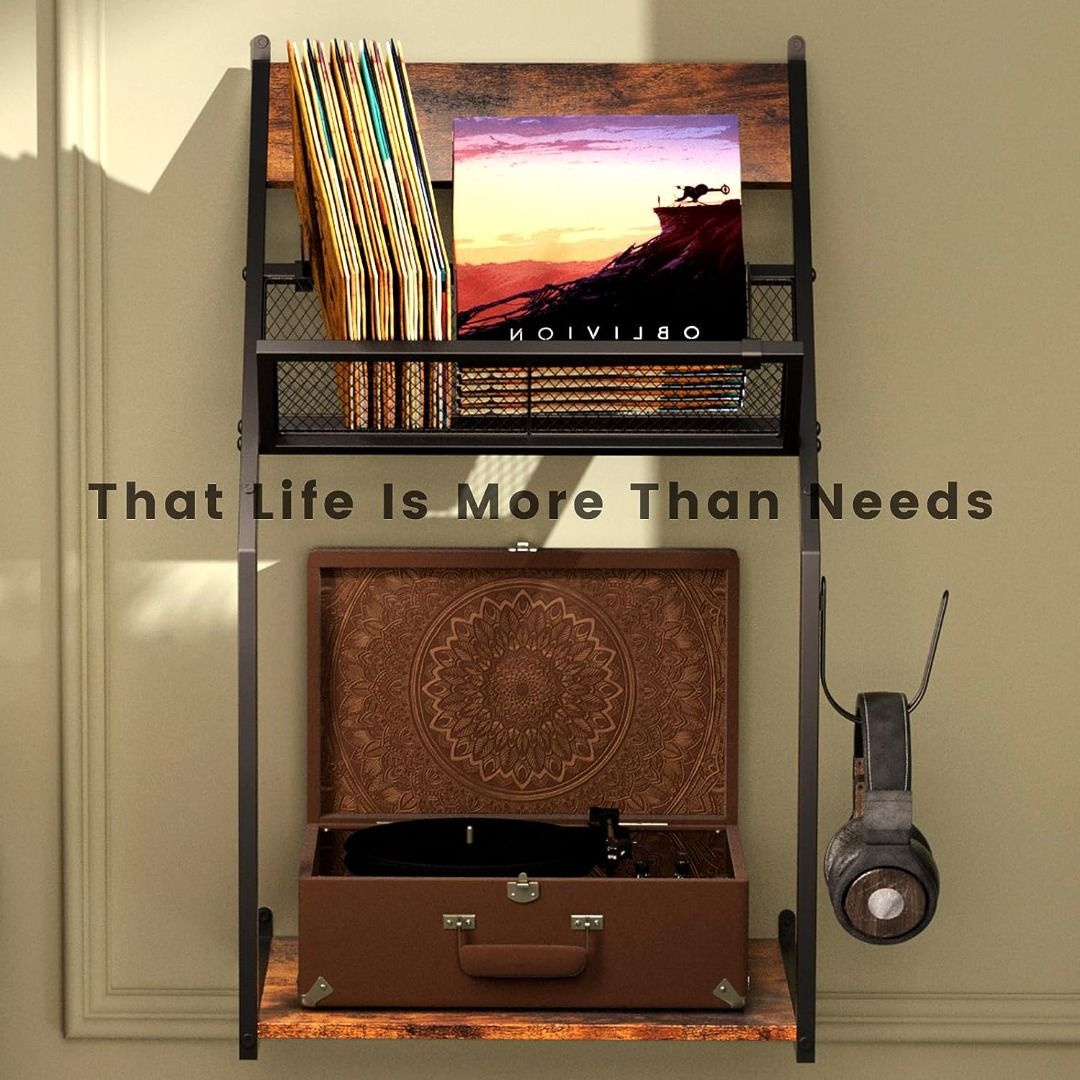 MAWEW Record Player Stand,Turntable Stand,Record Player Table,Wall Mounted Record Player Stand ...