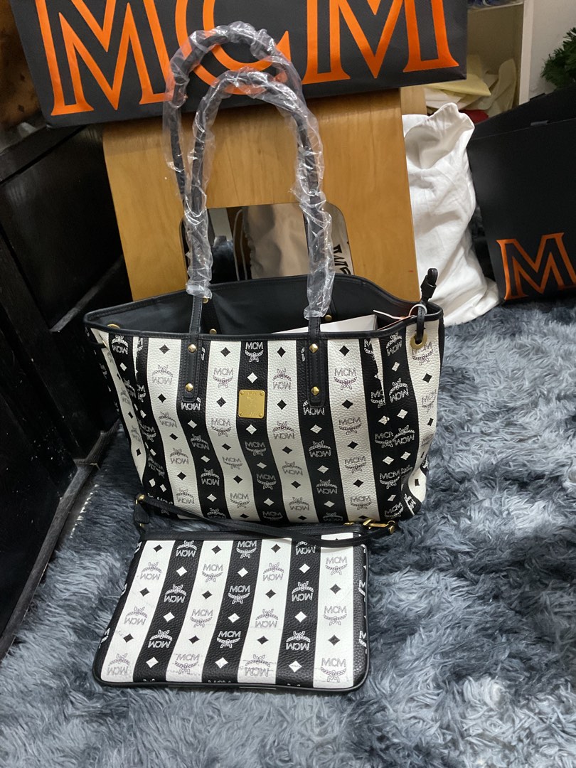 Mcm tote bag with pouch, Luxury, Bags & Wallets on Carousell