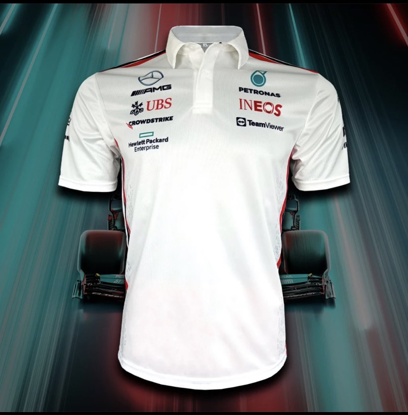 Mercedes AMG F1 Racing Polo Tee (White), Men's Fashion, Tops & Sets ...