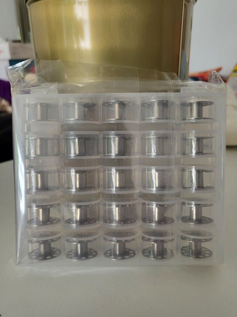 metal bobbins with storage case, Hobbies & Toys, Stationery & Craft ...