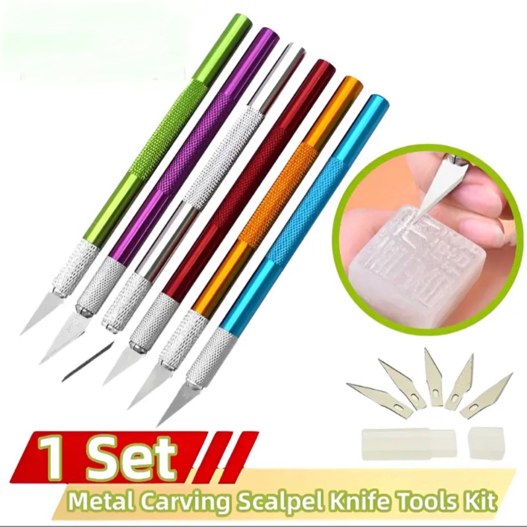 Metal Carving Scalpel Knife Tools Kit Anti-Slip Blades Engraving Craft ...
