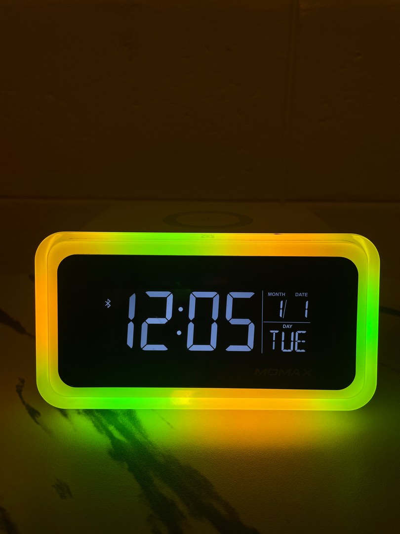 MOMAX digital clock + bluetooth speaker + wireless charger, Audio ...