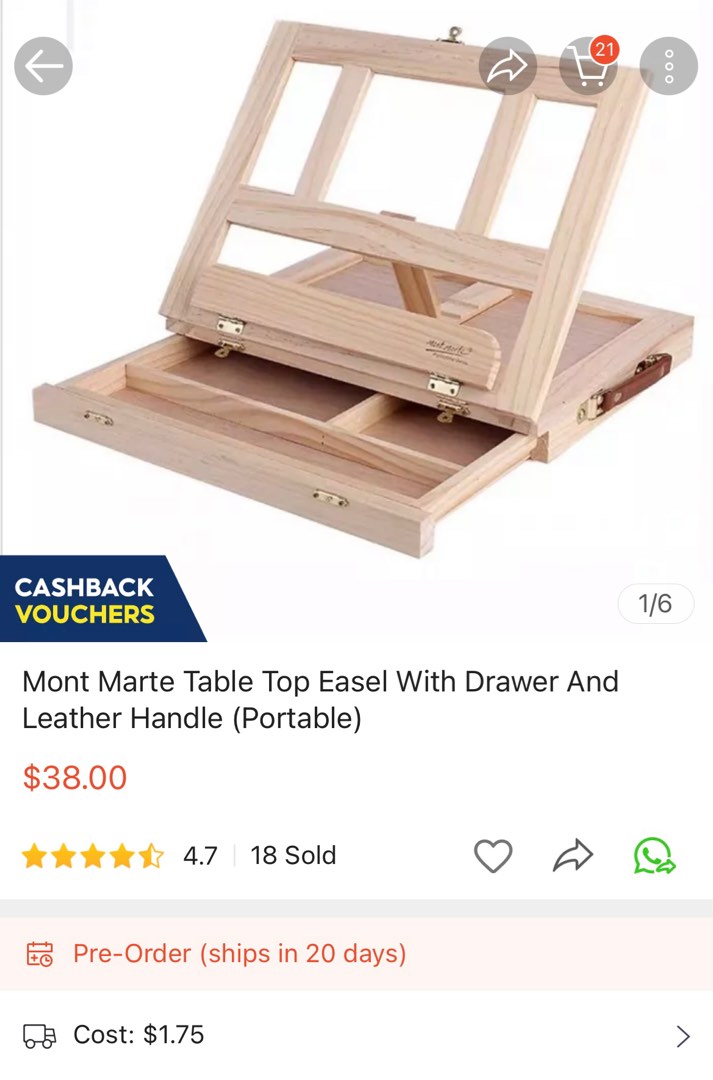 Mont Marte Table Top Easel With Drawer, Hobbies & Toys, Stationery ...