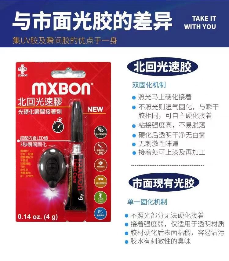 MXBON Light Cure Cyanoacrylate Adhesive (with UV light), Hobbies & Toys ...