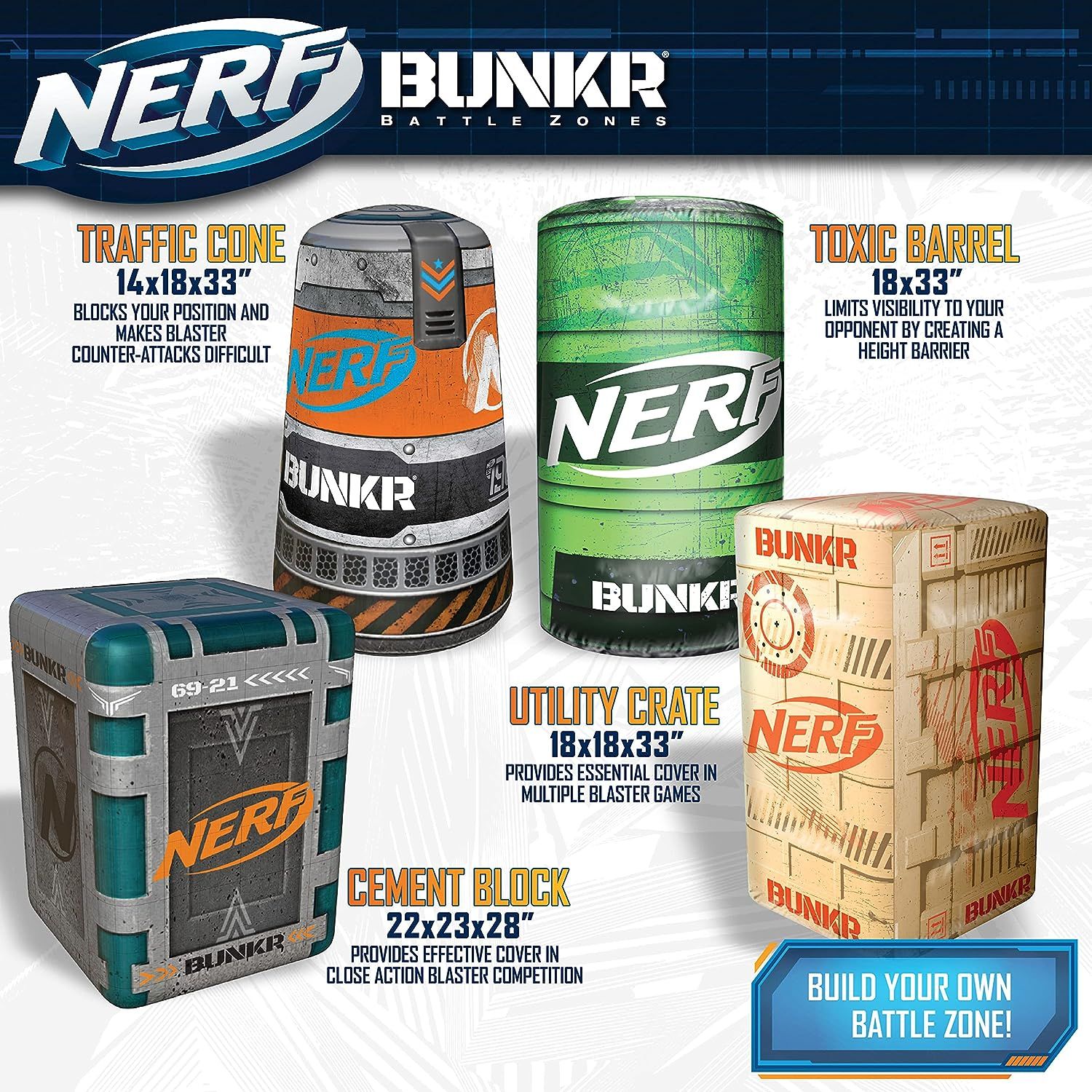 Nerf Bunkr Battle Royale Inflatable Bunker Battlezone 5 Piece