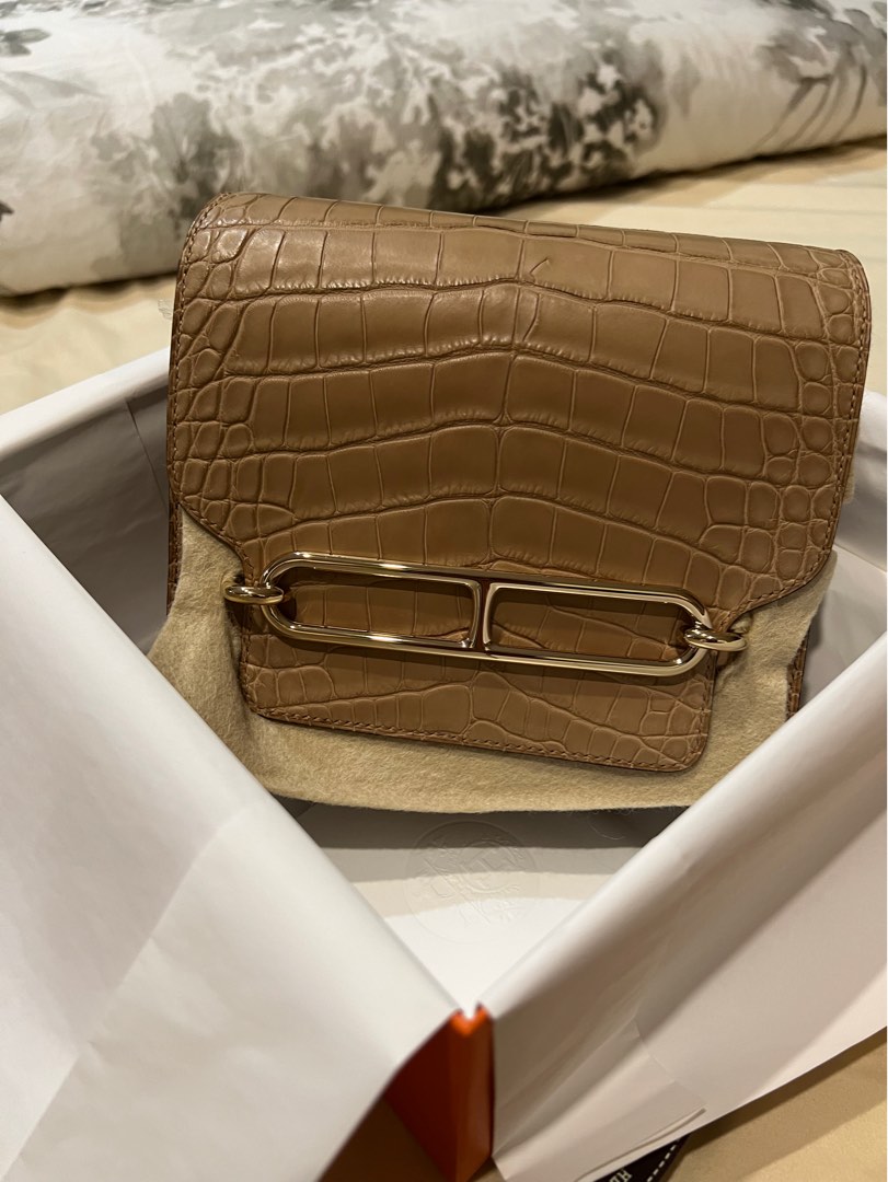 New Hermes Mini Roulis Matt Alligator in Chai, Luxury, Bags & Wallets ...