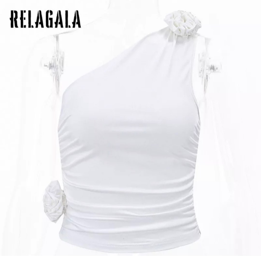 One sided top, Women's Fashion, Tops, Sleeveless on Carousell