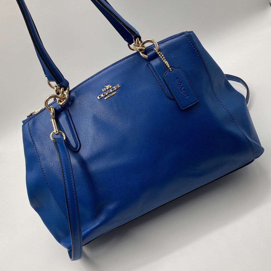 Original Coach Blue Leather Two Way Bag on Carousell