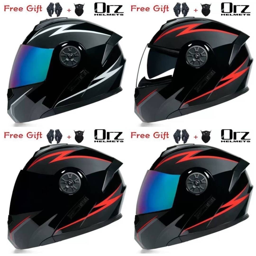 ORZ modular motorbike helmet with double visor and DOT certification ...