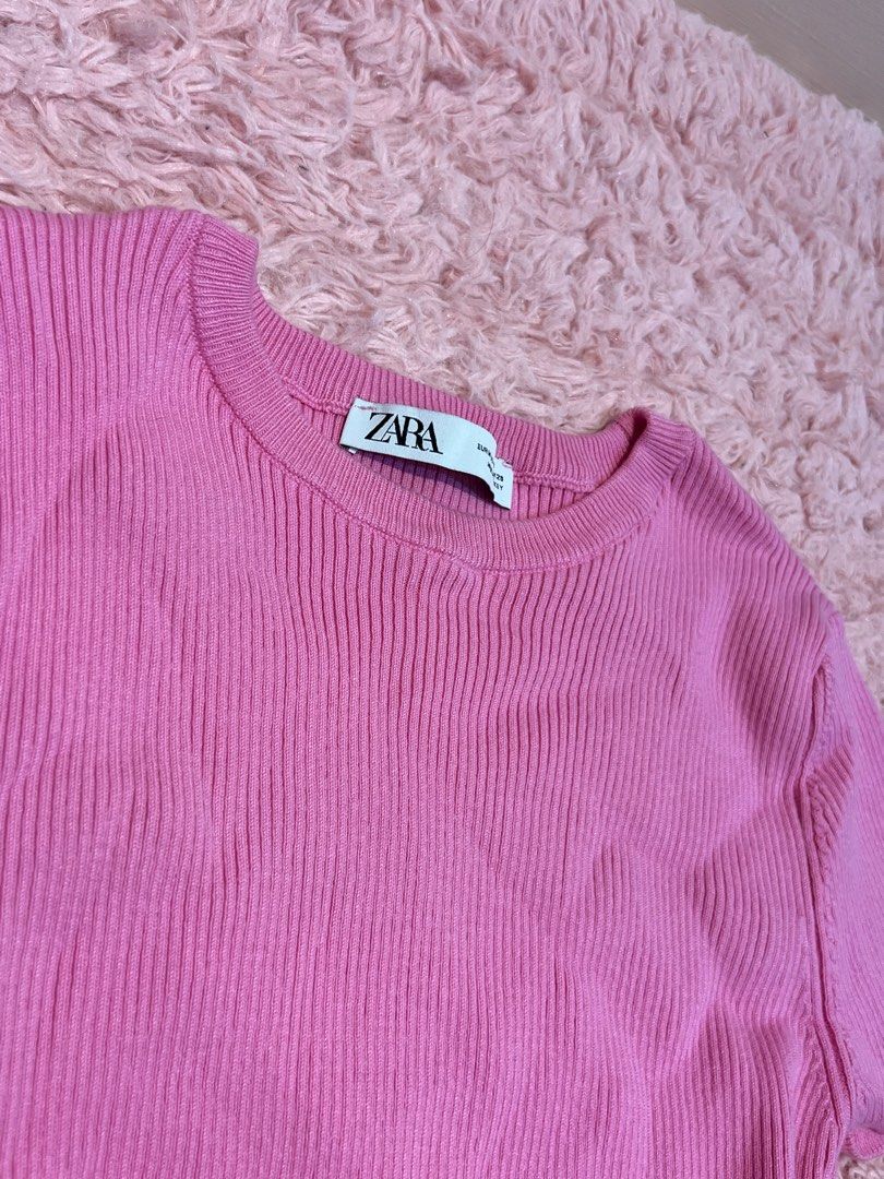 Pink Zara Cropped Top, Women's Fashion, Tops, Blouses on Carousell