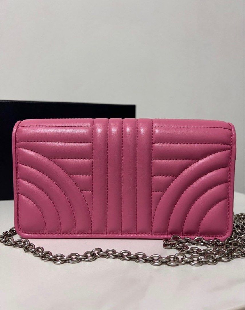 Prada Pink Wallet On Chain, Luxury, Bags & Wallets on Carousell