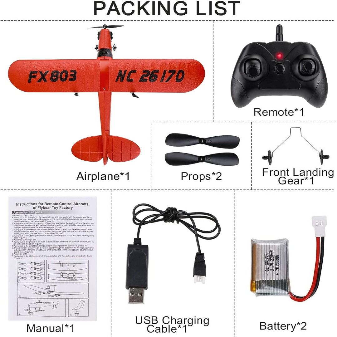 RC Plane FX-803 2.4GHz 2 Channel Remote Control Airplane with 6-Axis ...