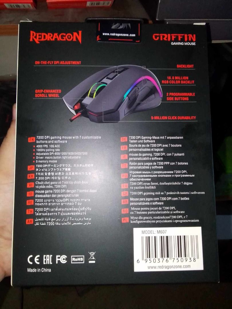 Redragon Griffin M607 RGB Gaming Mouse USB Wired 8 Buttons 7200DPI ...