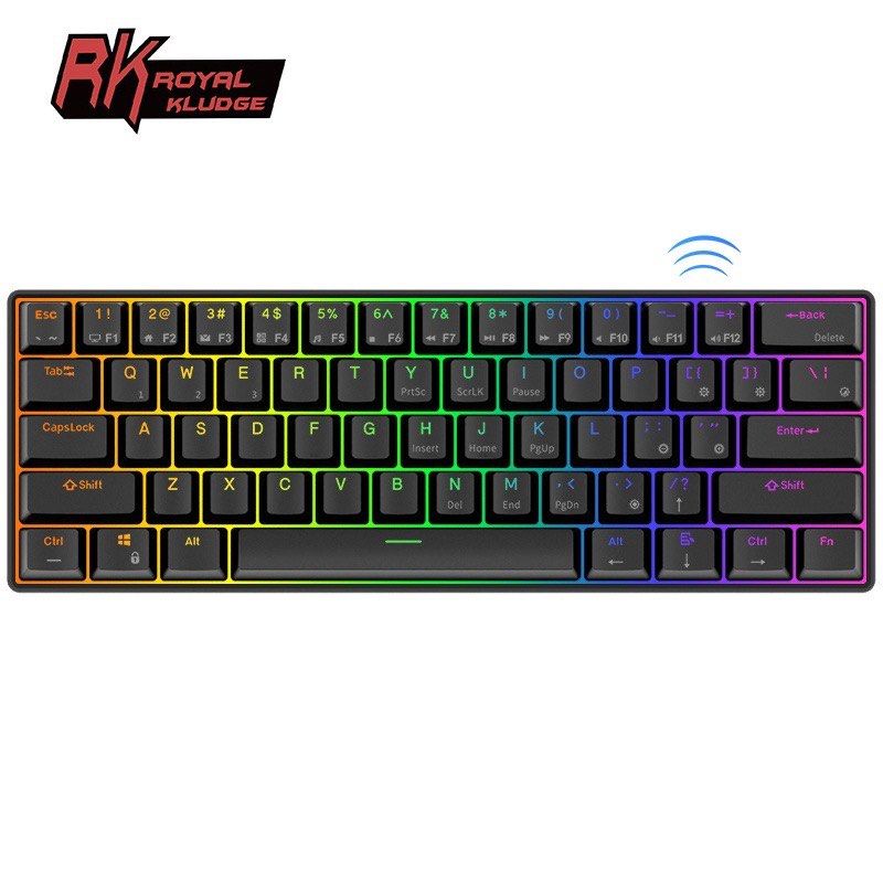RK61 Royal Kludge Bluetooth 3.0 & USB C Dual Mode RGB Backlit Mechanical Keyboard (Brown Switch ...