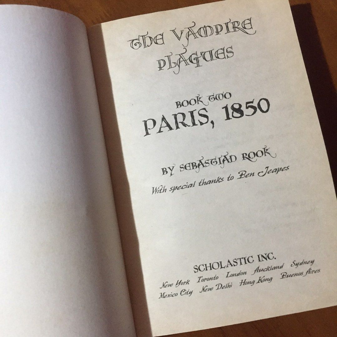 SALE - Vampire Plagues, Paris 1850 by Sebastian Rook (Scholastic ...