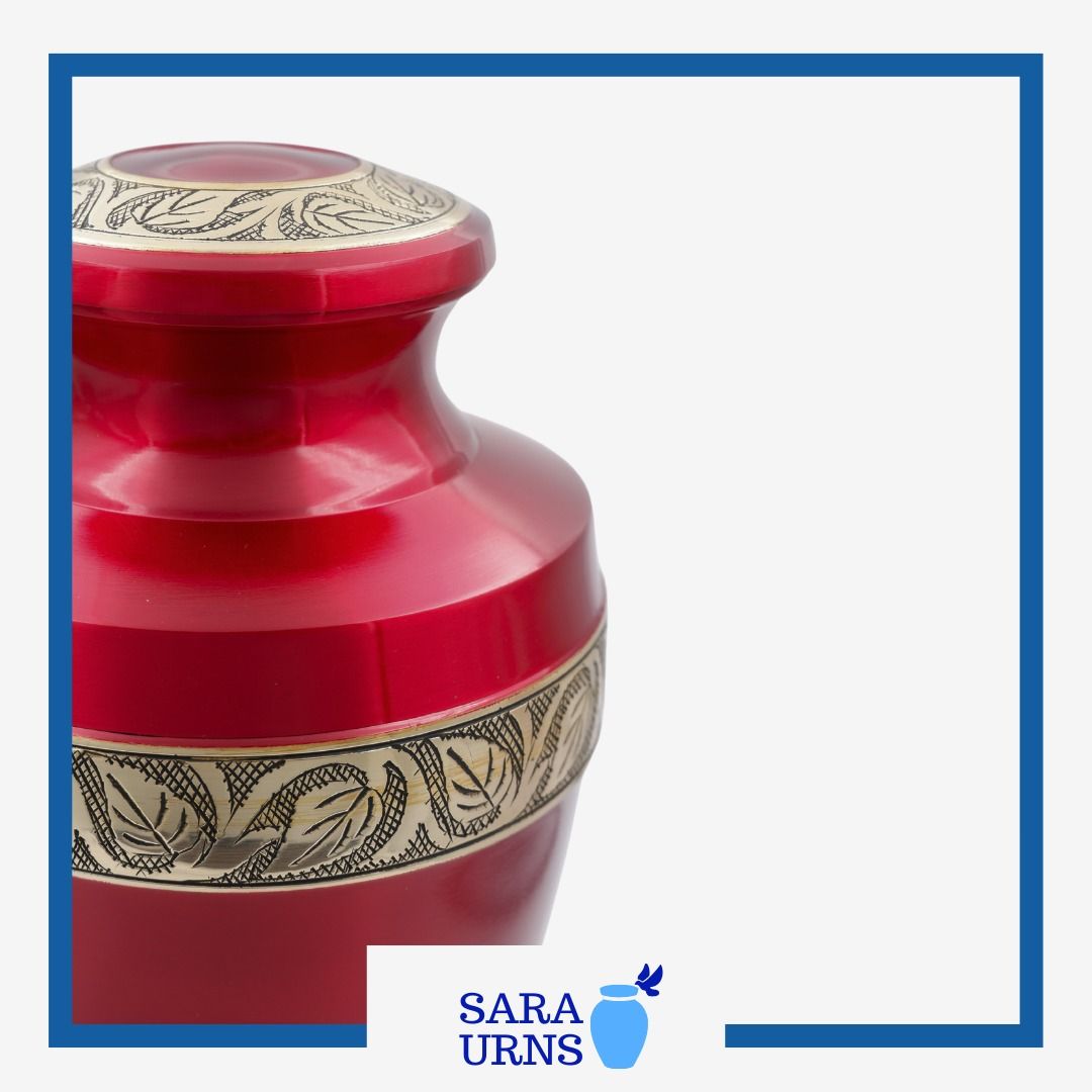 [saraurnsph] Fiery Soul Brass Urn Red Metal Urn Gold Plain Design Urn ...