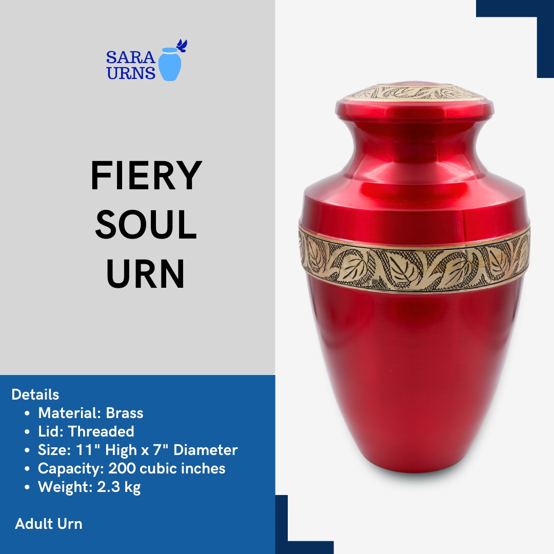 [saraurnsph] Fiery Soul Brass Urn Red Metal Urn Gold Plain Design Urn ...
