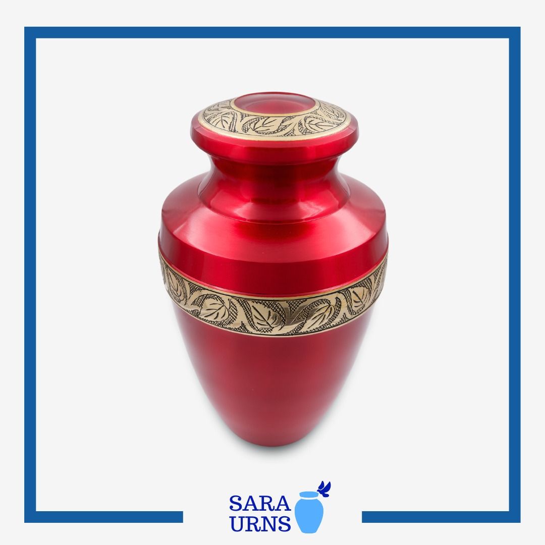 [saraurnsph] Fiery Soul Brass Urn Red Metal Urn Gold Plain Design Urn ...