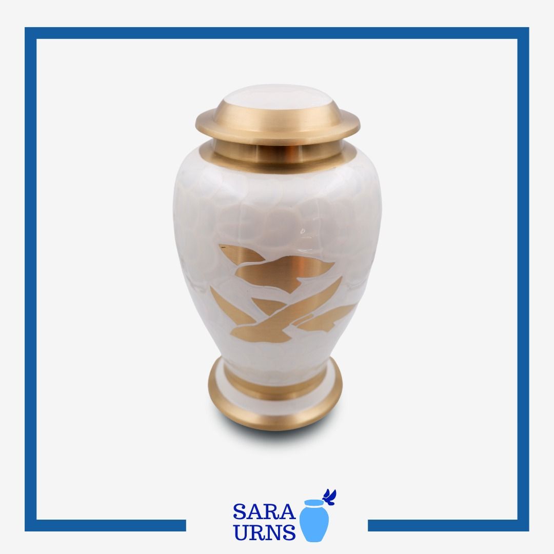 [saraurnsph] Holy Doves Brass Urn Cremation Urn Jar White Metal Urn Urn ...