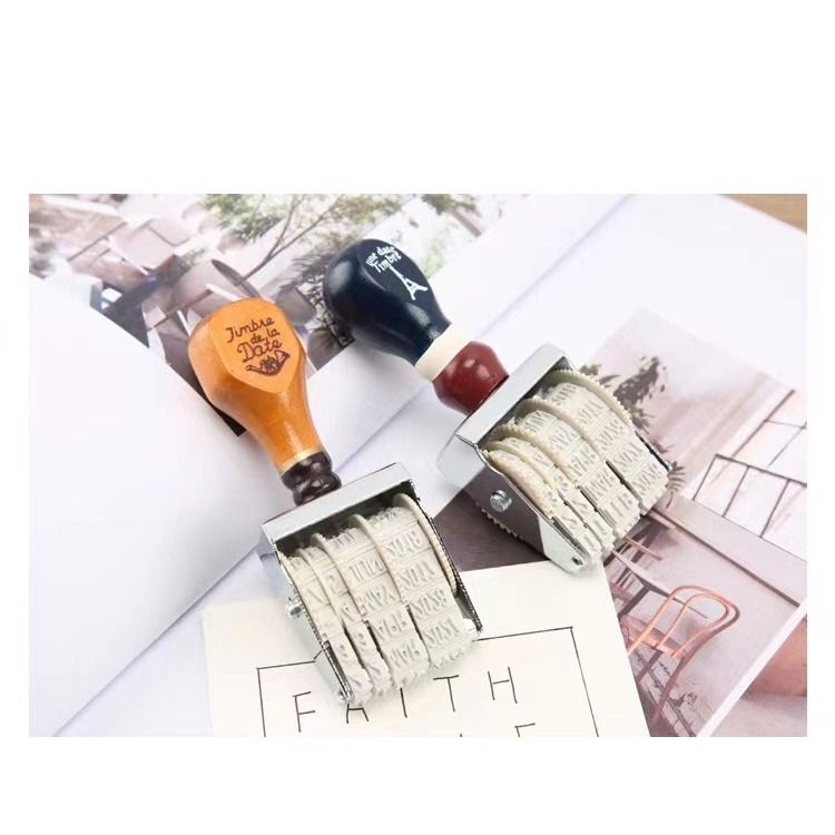 SG Ready Stock Retro Wooden Handle Date Stamp Seal Literature Nostalgic ...