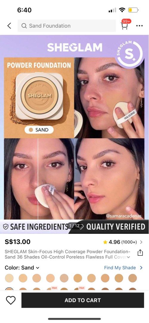 Sheglam Powder Foundation (Sand), Beauty & Personal Care, Face, Makeup Products on Carousell
