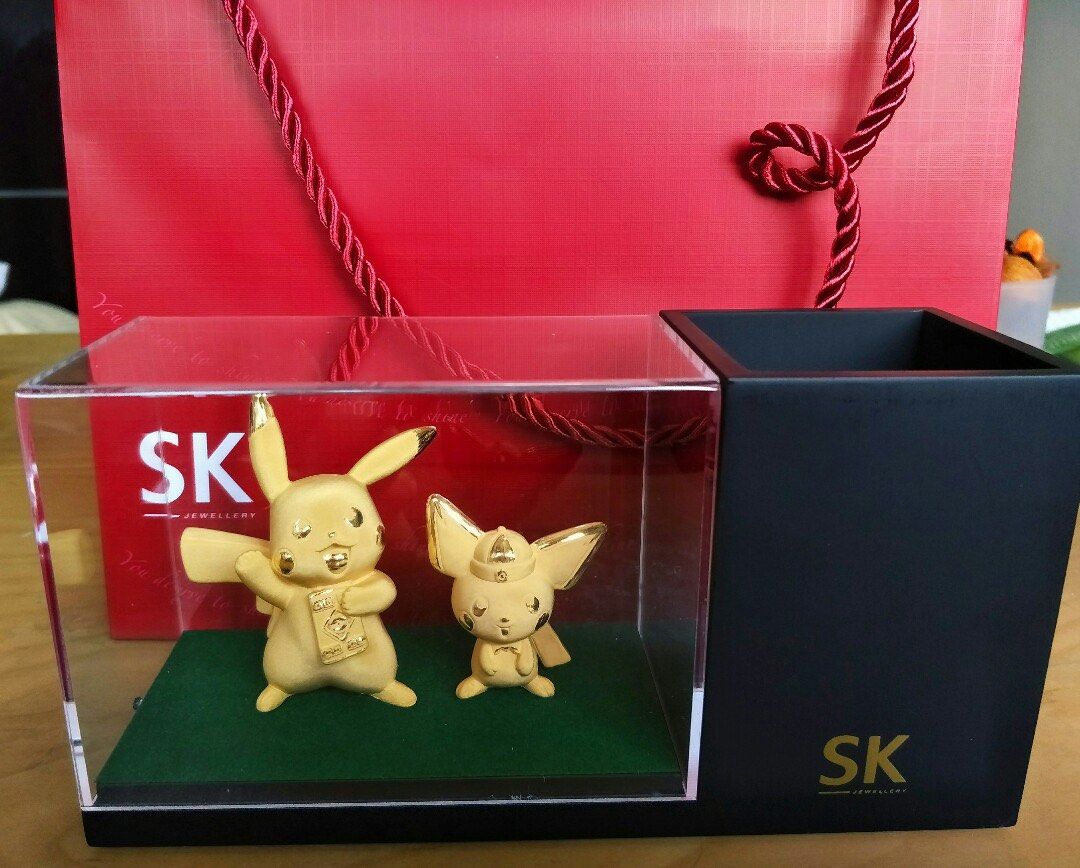 SK Limited Ed. Pokemon Gold-Plated Figurine (Pikachu and Pichu), Women ...