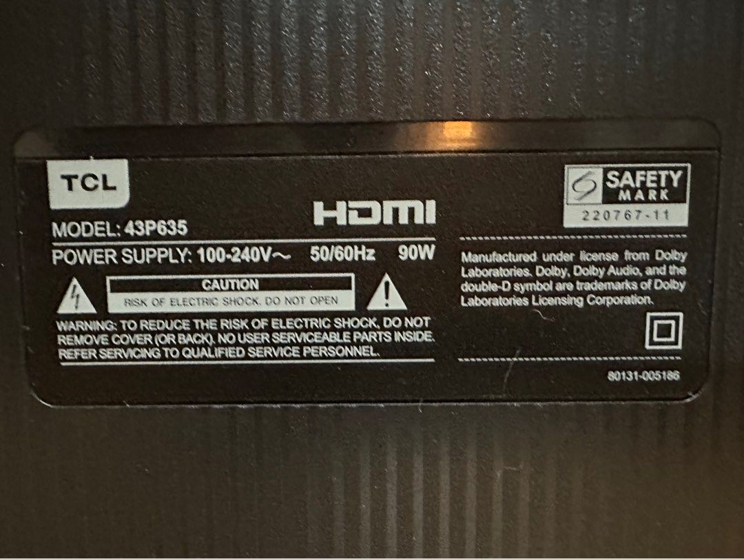 TCL P635 4K HDR 43 Inch, TV & Home Appliances, TV & Entertainment, TV on Carousell